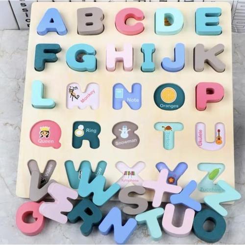 Jual Chunky Puzzle Kayu Huruf Kecil mainan edukasi anak belajar membaca ...