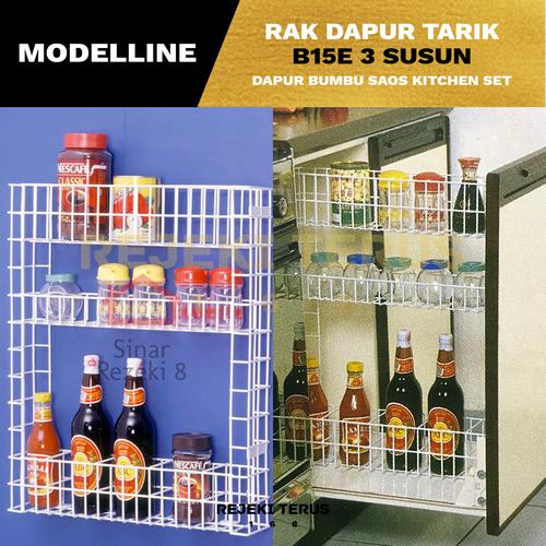 Jual Rak Dapur Tarik Modelline 3 Susun B15E Kitchen Set Bumbu Saos ...