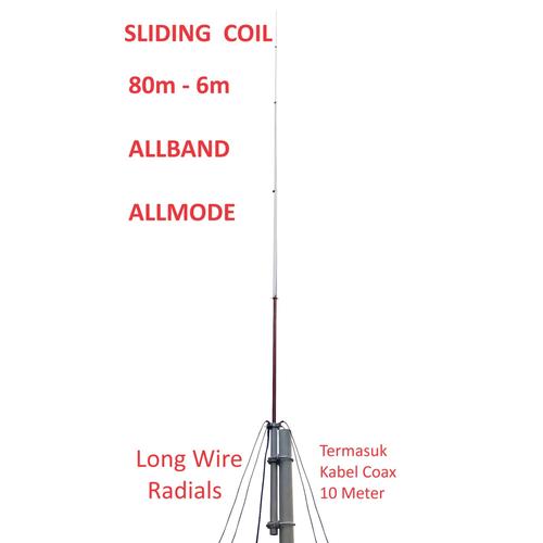 Jual Antena HF SSB Sliding Coil 3.6-50Mhz 80m-6m Band 500W Antenna Base ...