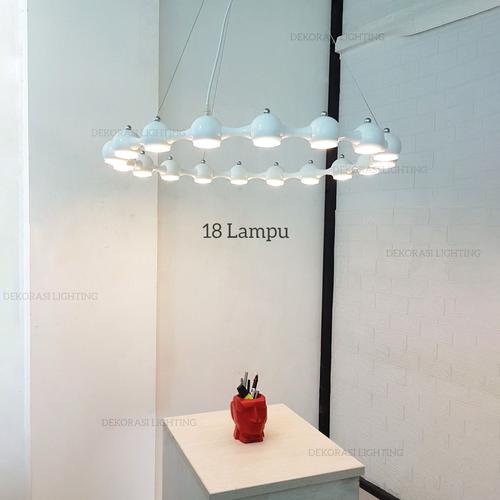 Jual Lampu gantung led bulat putih 6 9 12 18 lampu diameter 30 42 55cm ...