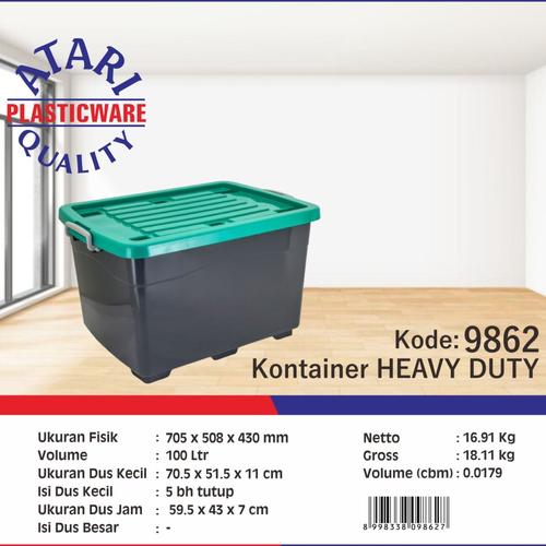 Jual Container Box 100 Liter Heavy Duty Kotak Plastik Green Leaf Atari ...