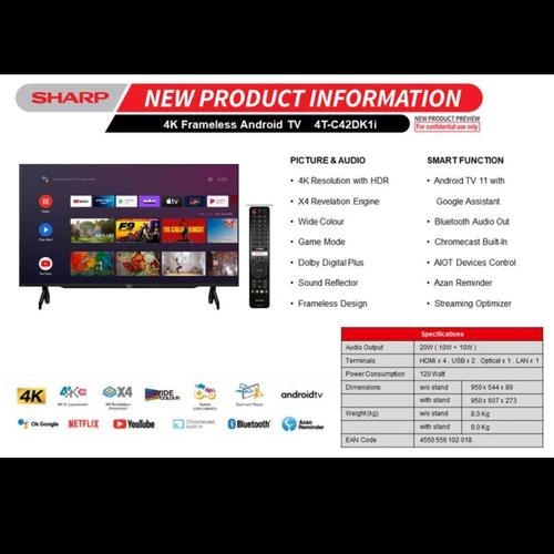 Jual Sharp LED TV 42" 4T-C42DK1i Smart Android TV 42 inch C42DK1i UHD ...