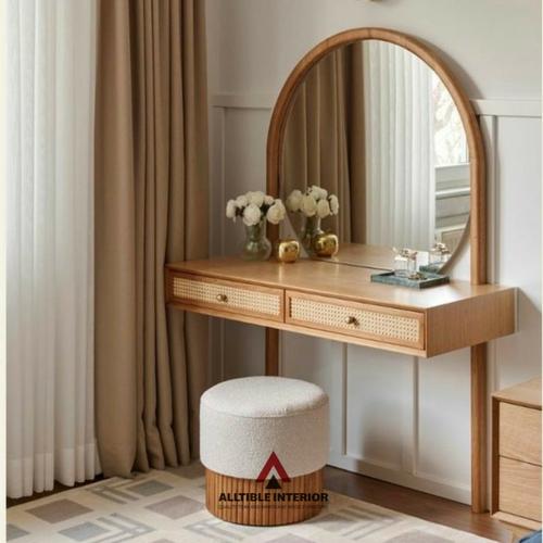Jual Meja rias minimalis 2 laci rotan Miror bulat - Kab. Jepara ...
