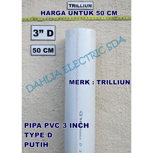 Jual PIPA PVC 3 INCH 3 INCH D PUTIH TRILLIUN PANJANG 50CM - dengan mof ...