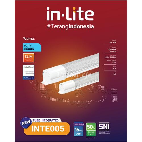 Jual Lampu T8 LED 24w IN-LITE 120cm LED Tube Integrated INTE005 Putih ...