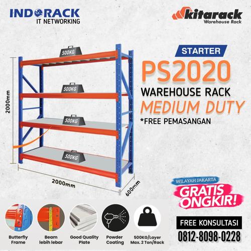 Jual Warehouse Rack PS2020 Rak Gudang KITARACK 500KG Medium Duty 2M ...