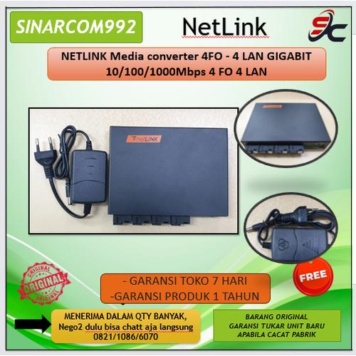 Jual NETLINK Media converter 4FO - 4 LAN GIGABIT 10/100/1000Mbps 4 FO 4 ...