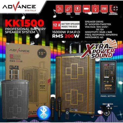 Jual Speaker Portable Profesional Advance KK1500 KK 1500 15" Free 2Mic ...