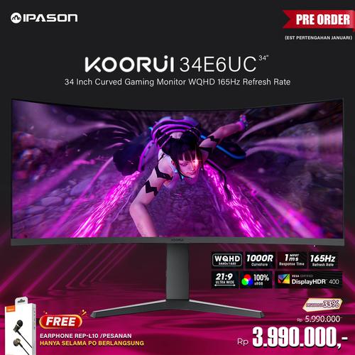 Promo KOORUI Curved Gaming Monitor 21:9 Ultra Wide 165Hz 1ms HDR 400 ...