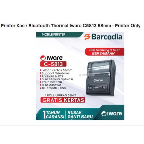 Jual Printer Kasir Bluetooth Thermal Iware C5813 58mm - Printer Only ...