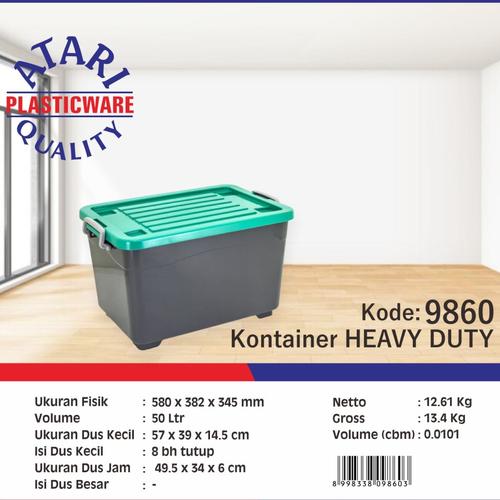 Jual Container Box 50 Liter Heavy Duty Kotak Plastik Green Leaf Atari ...