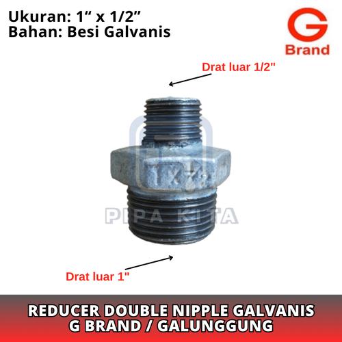 Jual Reducer Double Nipple Galvanis 1 x 1/2 G Brand Galunggung Verlop Nepel - Kota Surabaya ...