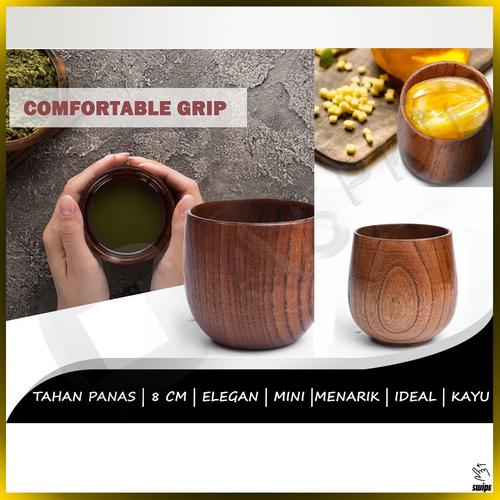 Jual Gelas Kayu Wooden Natural Cup Mug Wood Aesthetic Estetik Kopi Teh ...