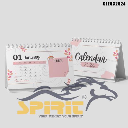 Jual kalender meja 2024 a5 calender meja duduk estetik spiral putih ...