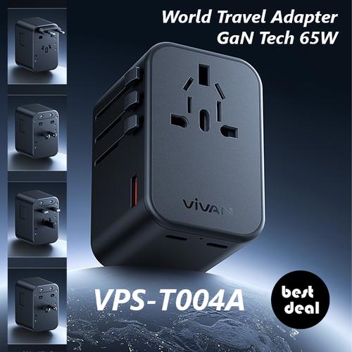 Jual Vivan VPS-T004A Travel Adapter Kepala Charger GaN 65W USB-C USB-A ...