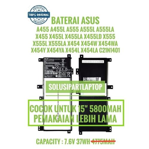 Jual Original Baterai Asus A455 A455L X455 X455L X455LA X455LD C21N1401 ...