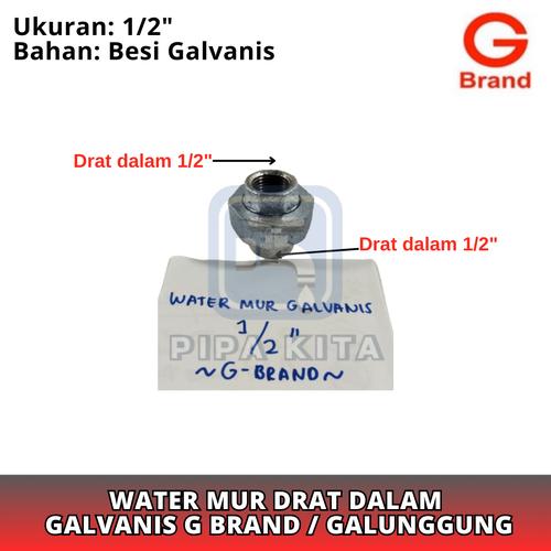 Jual Water Mur Besi GALVANIS 1/2 Inch G Brand WaterMur Water Moor Union ...
