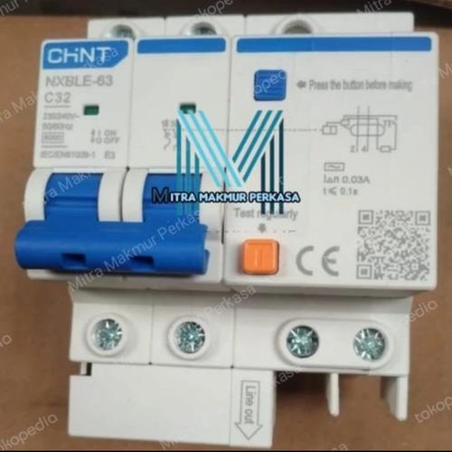 Jual RCBO CHINT 6/10/16/20/25/32/40/50/63A 2P 30MA 6KA NXBLE-63 CHINT ...