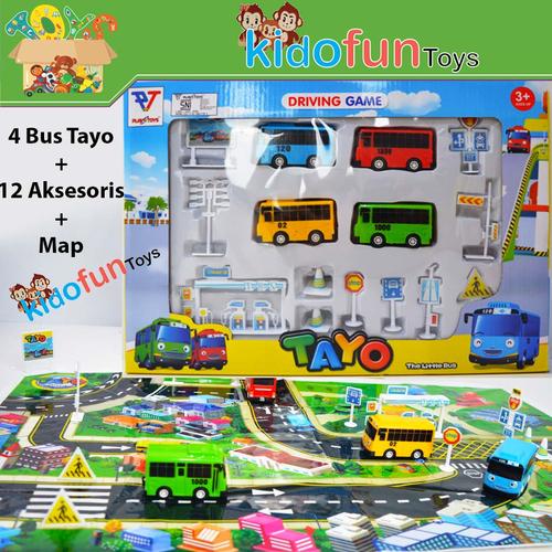 Jual Mainan Anak Tayo Bus isi 4pcs Road Map+Aksesoris Rambu Mobil ...