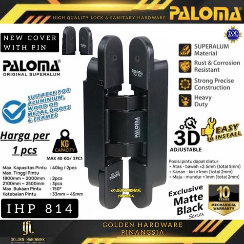 Jual ENGSEL CONCEALED INVISIBLE TANAM PINTU PALOMA CONC D40 BK IHP 814 ...