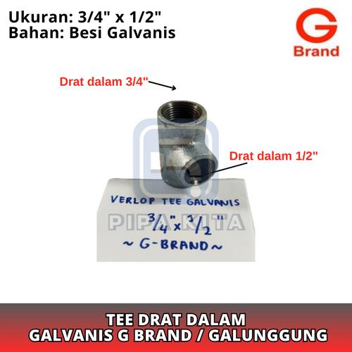 Jual Reducer Tee Besi GALVANIS 3/4 x 1/2 Inch G Brand Verlop T 3 Lubang ...