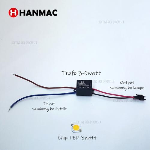 Jual Lampu mata led chip cob 3watt trafo driver 9-17.5 VDC 280mA ...