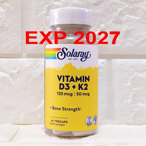 Jual Solaray Vitamin D3 K2 Soy Free D3 5000 IU K2 MK7 50 mcg 60 Veg ...