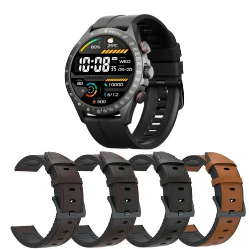 Jual STRAP LEATHER RUBBER TALI JAM HAYLOU SOLAR PRO LS18 SMARTWATCH ...