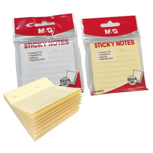 Jual STICKY NOTES MEMO TEMPEL GARIS 76X76 88 LBR PUTIH KUNING YELLOW M ...