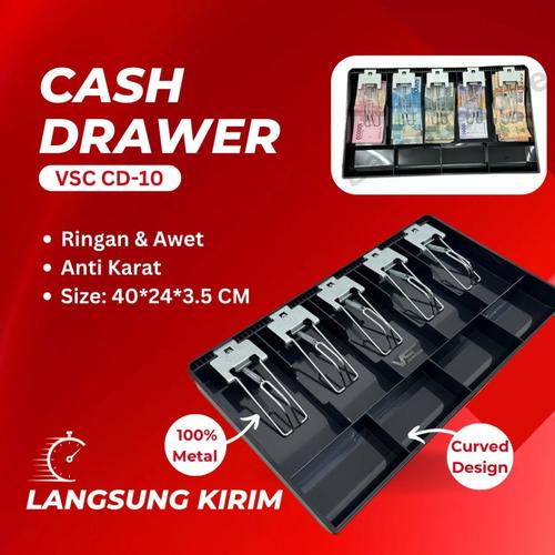 Promo PORTABLE CASH DRAWER / LACI KASIR VSC CD-10 STAINLESS METAL LACI ...