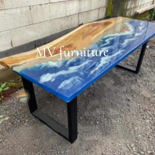 Jual meja resin kayu trembesi motif pantai meja makan resin meja kantor - Kota Semarang - MV ...