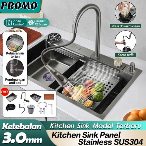 Jual Kitchen Sink Luxury Stainless 1 Lubang 75x46 Black/ Kitchen Sink ...