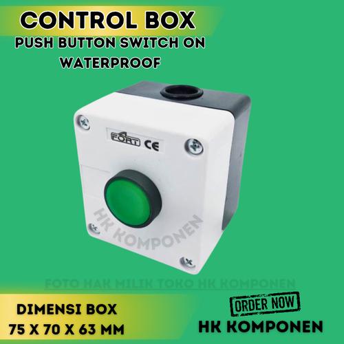 Jual push button switch 22mm on button control box waterProof-hijau-no ...