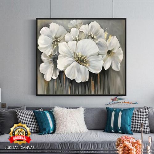 Jual lukisan bunga murah hiasan dinding aesthetic modern includ frame ...