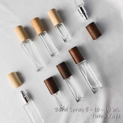 Jual Botol Parfum Spray Tutup Kayu Kaca Kotak Tebal Clear Refill isi ...