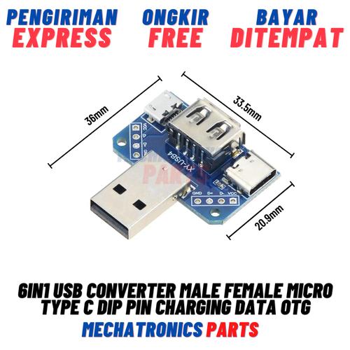 Jual 6IN1 USB CONVERTER MALE FEMALE MICRO TYPE C DIP PIN CHARGING DATA OTG - Kota Bandung ...