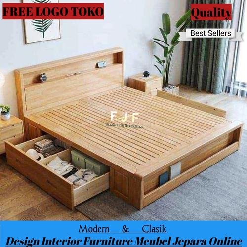 Jual Dipan Laci Tempat Tidur Minimalis Kayu Jati Ranjang Divan kasur ...
