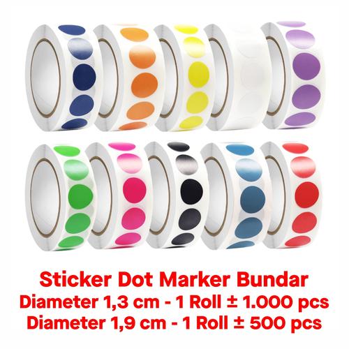 Jual Label Sticker Dot Marker Warna Bundar Polos diameter 13 mm / 19 mm ...