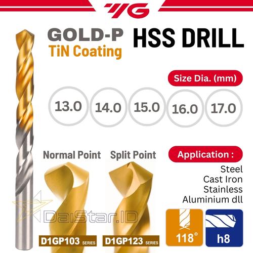 Jual Mata Bor 13|14|15|16|17 mm Stainless Besi Baja HSS Drill Gold P ...