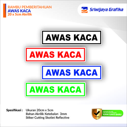 Jual RAMBU AKRILIK AWAS KACA UKURAN 20X5CM VARIASI WARNA - Hitam - Kota ...