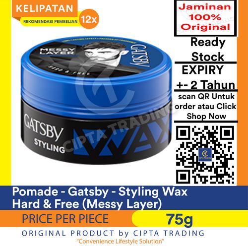 Promo Minyak rambut pomade gatsby styling wax Hard & Free Besar 75g ...