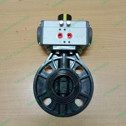 Jual Butterfly Valve PVC Pneumatic Actuator 2" inch DN50 pneumatik ...
