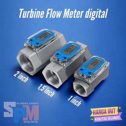 Jual Digital Flow meter Turbine 1.5 inch Flow meter Air/Solar/Minyak 1 ...