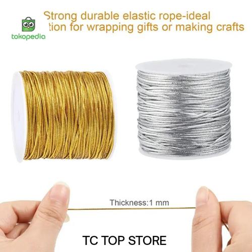 Promo Tali Elastis 1mm 20 meter gold silver tali karet 1 mm emas perak ...