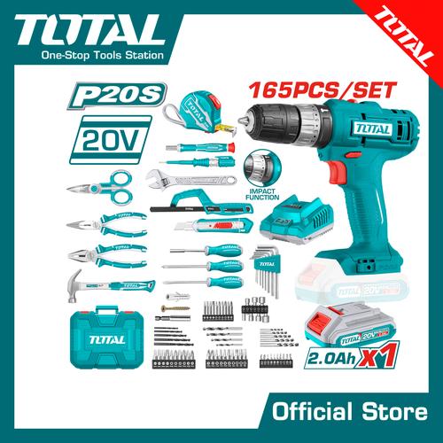 Promo 165 Pcs Set Alat/tools set TOTAL THKTHP11652 baterai impact drill ...