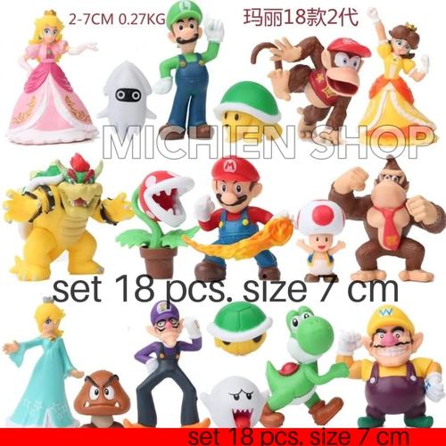 Jual ACTION FIGURE SUPER MARIO BROS SET 18 PCS MAINAN TOPPER CAKE ...