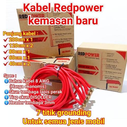 Jual Ground Wire Kit Kabel Grounding Mobil Redpower 8 awg Merah 7 titik ...