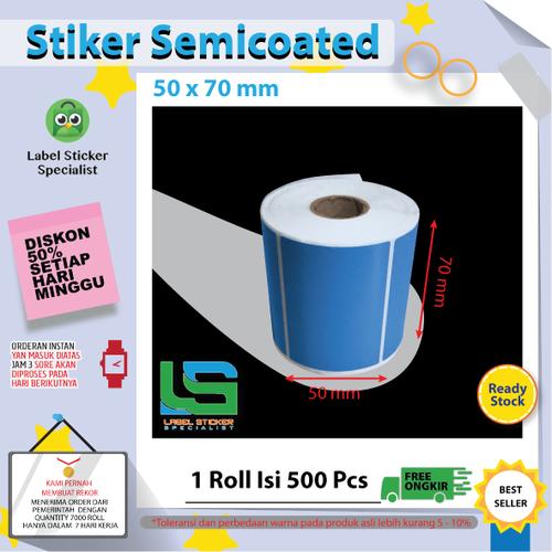 Jual LABEL STICKER BARCODE 70X50 MM LABEL SEMICOATED 7X5 CM BLUE 500 ...