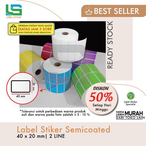 Jual LABEL BARCODE 40x20 mm SEMICOATED STIKER LABEL 40x20mm 5000 PCS ...