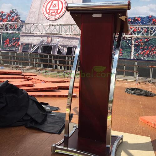 Jual Mimbar podium pidato kayu jati tiang stainless minimalis modern ...